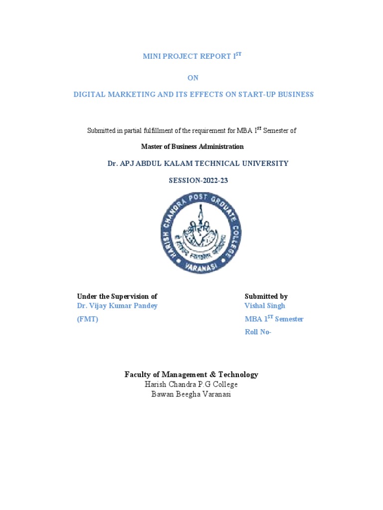 Vishal Singh Harish Chandra PG College Mini Project 1 Semester | PDF