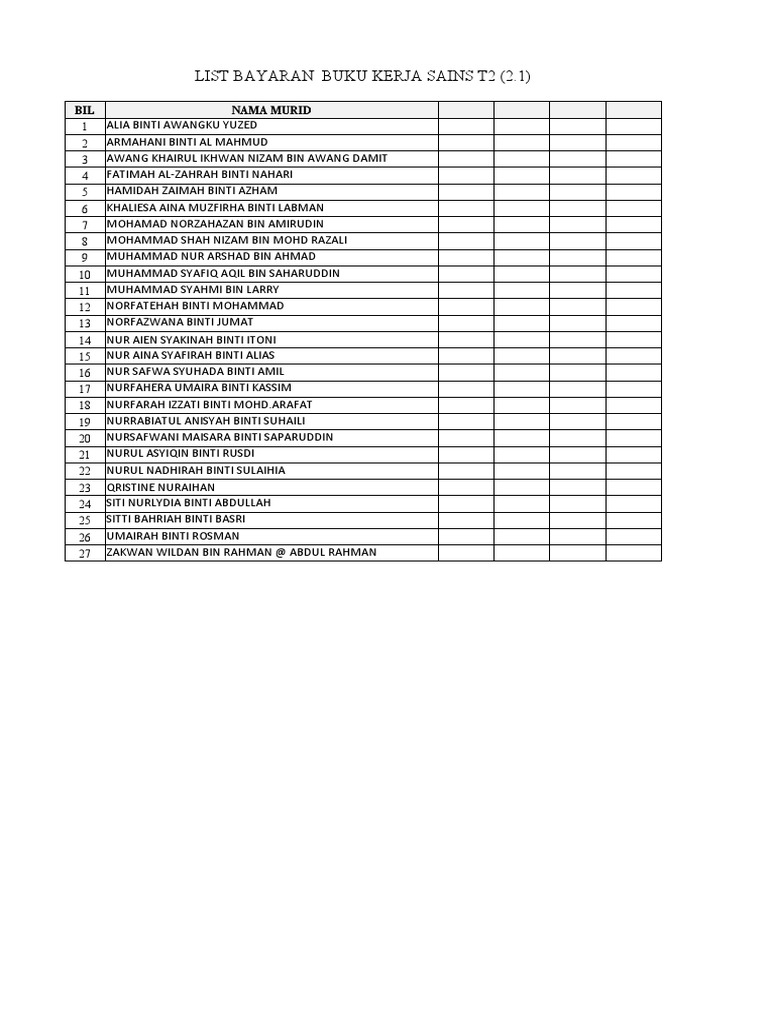 List Bayar Buku Kerja T2 | PDF | Sports & Recreation | Religion ...