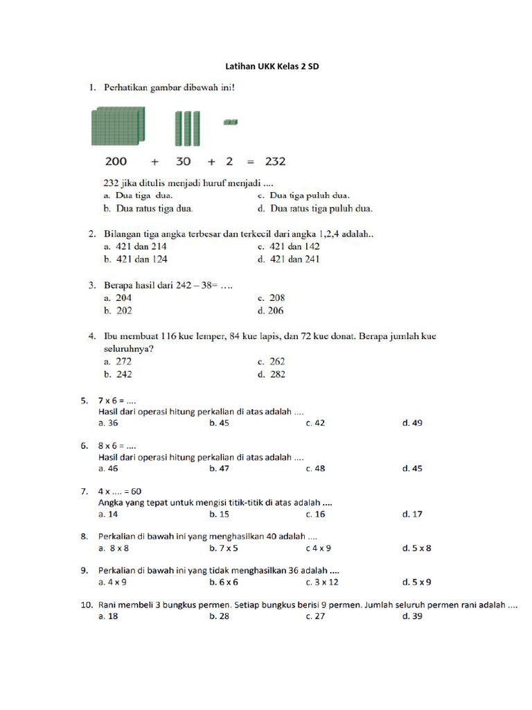 Latihan UKK Kelas 2 SD | PDF