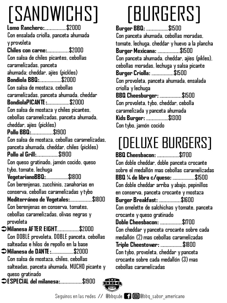 Menu Bbq Enero 31 01 Pdf Parilla Filete