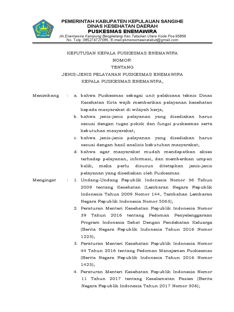 2) 1.1.1.2 - 1.4.1.1 SK Jenis-Jenis Pelayanan | PDF