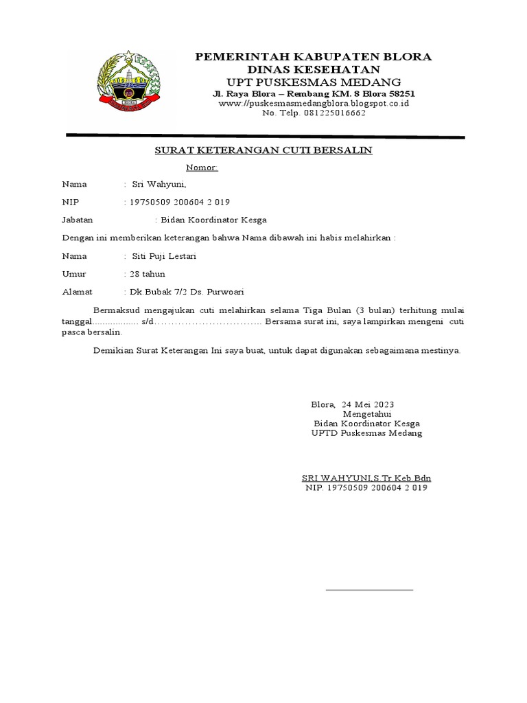 SURAT KETERANGAN CUTI | PDF