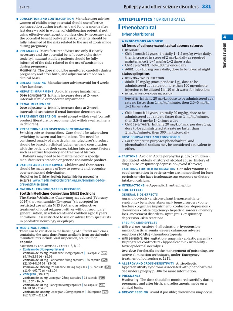 BNF - 76 - British - National - Formulary - Septem-357-358 Phenobarbtal | PDF | Medical ...