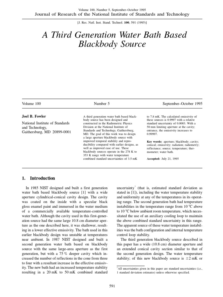 NIST-JR-A Third Generation Water Bath Based Blackbody | PDF ...