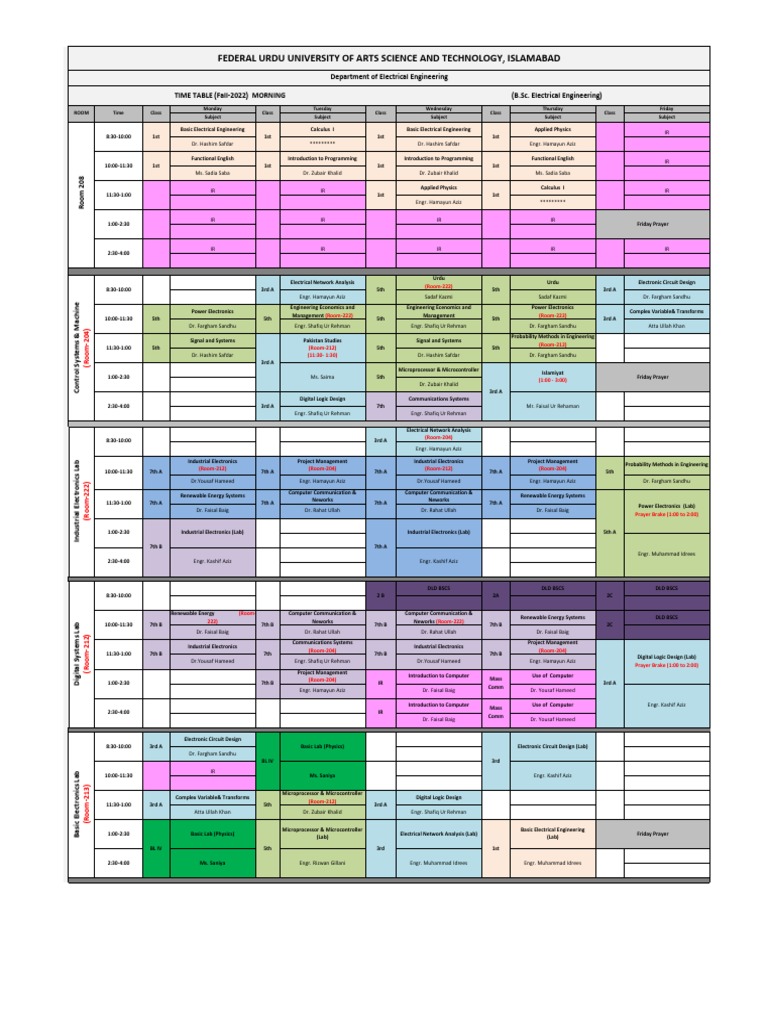 V10 - TimeTable - Fall - 2022 | Download Free PDF | Electronics | Engineering