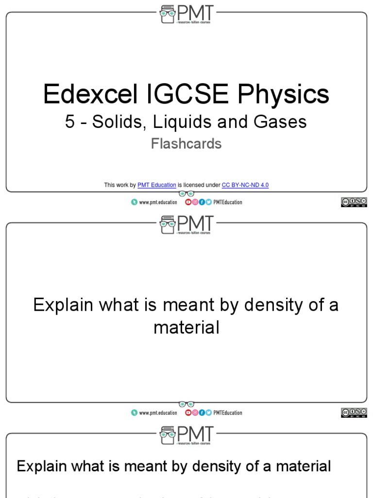 Flashcards - Topic 5 Solids, Liquids and Gases - Edexcel Physics IGCSE ...