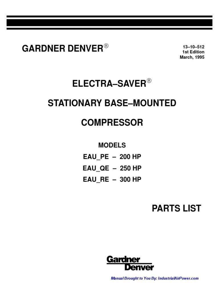 Gardner Denver - Eau Base Mounted Compressor - Parts Manual | PDF ...