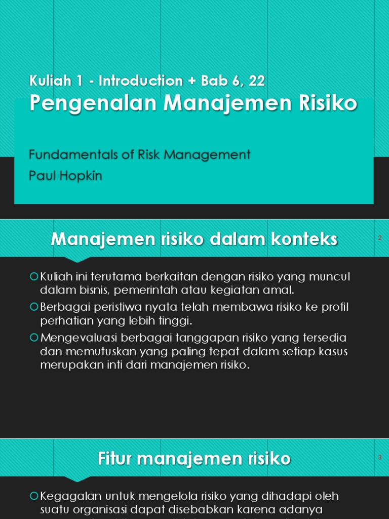 RiskMan Hopkin Kuliah 01 Mhs | PDF