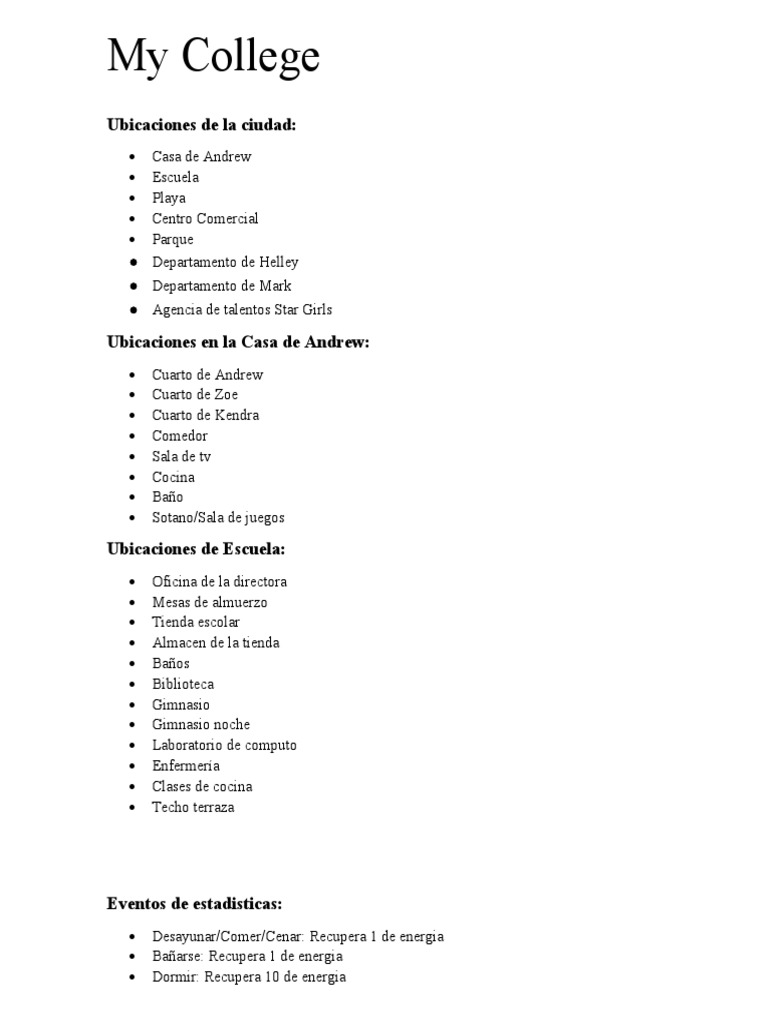 My College Version 0.12 Guia | PDF