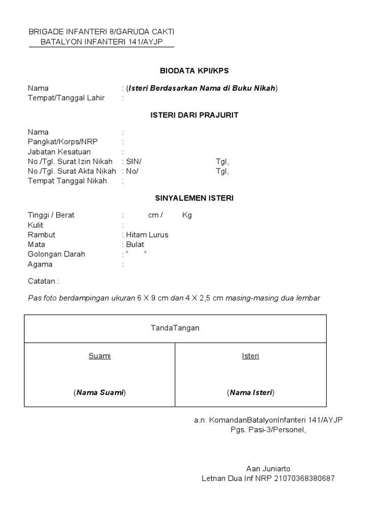Contoh Format Blangko Pengajuan KPI | PDF