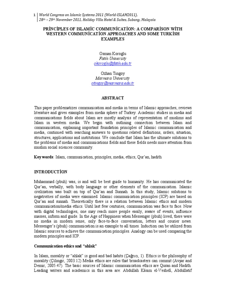 8.b. Principles of Islamic Communication | PDF | News | Quran