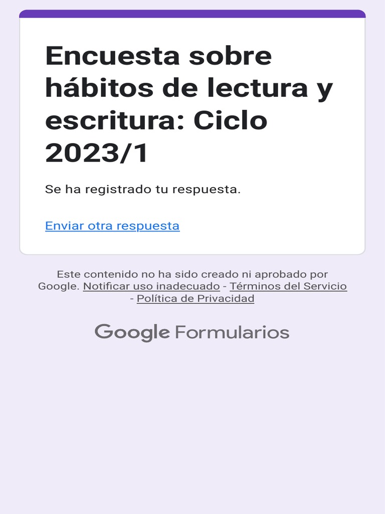 Encuesta Sobre Hábitos de Lectura y Escritura Ciclo 20231 | PDF