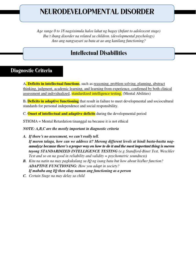 3 Neurodevelopmental Disorder | PDF | Intellectual Disability | Speech