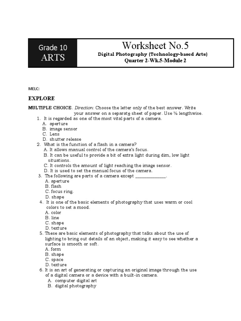 Q2 WK5 Worksheet5 ARTS10 | PDF | Computers