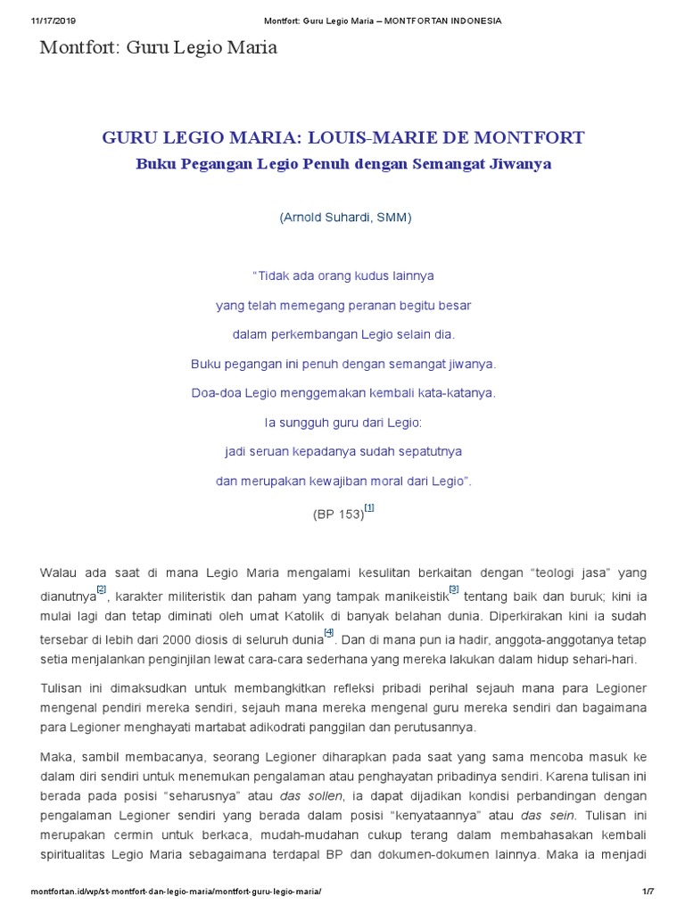 Montfort: Inspirasi Legio Maria | PDF