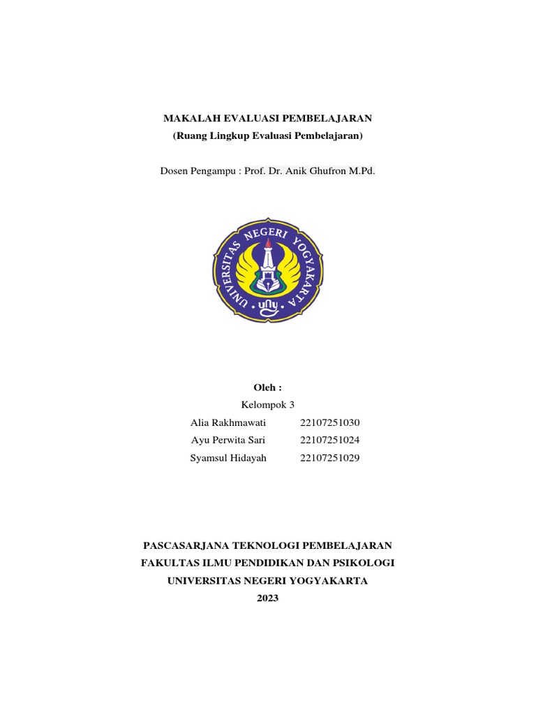 Ruang Lingkup Evaluasi Pembelajaran | PDF | Karier & Perkembangan