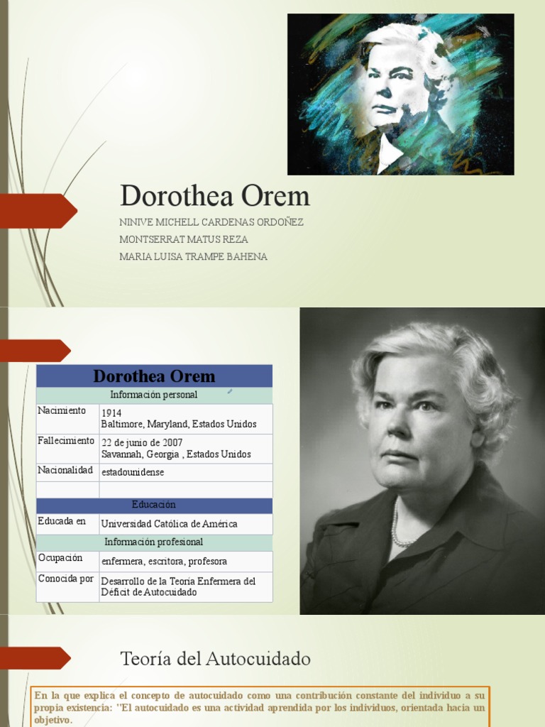 Dorothea Orem Diapositivas | PDF | Enfermería | Sicología