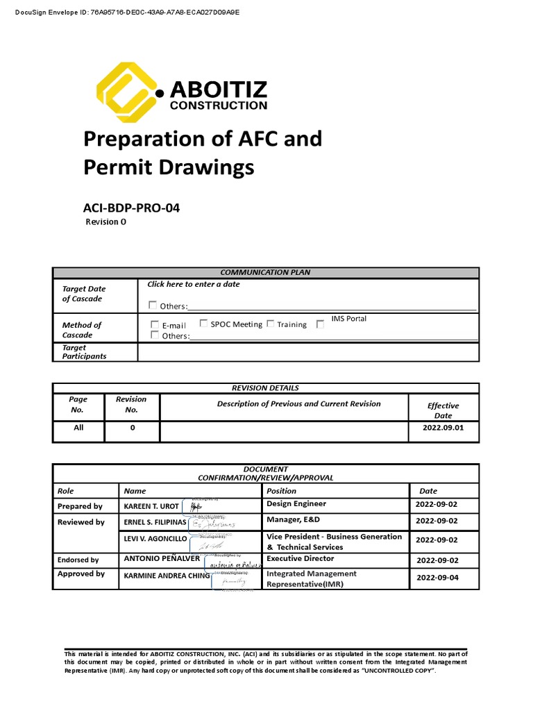 ACI-BDP-PRO-04 Preparation of AFC and Permit Drawings - Rev0 - 09.01.22 ...