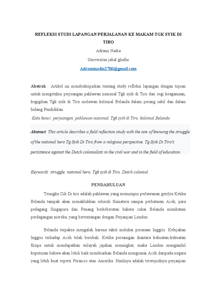 Jurnal TGK Syik Di Tiro | PDF | Sejarah
