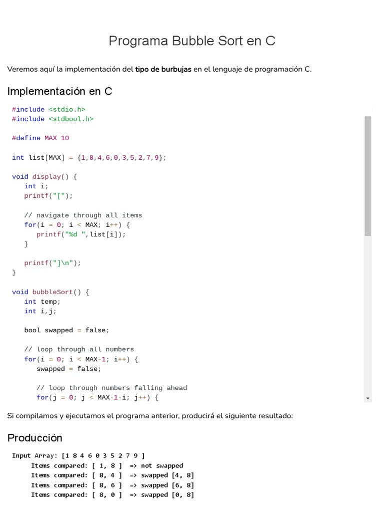 Programa Bubble Sort En C Pdf Computer Science Computer Engineering