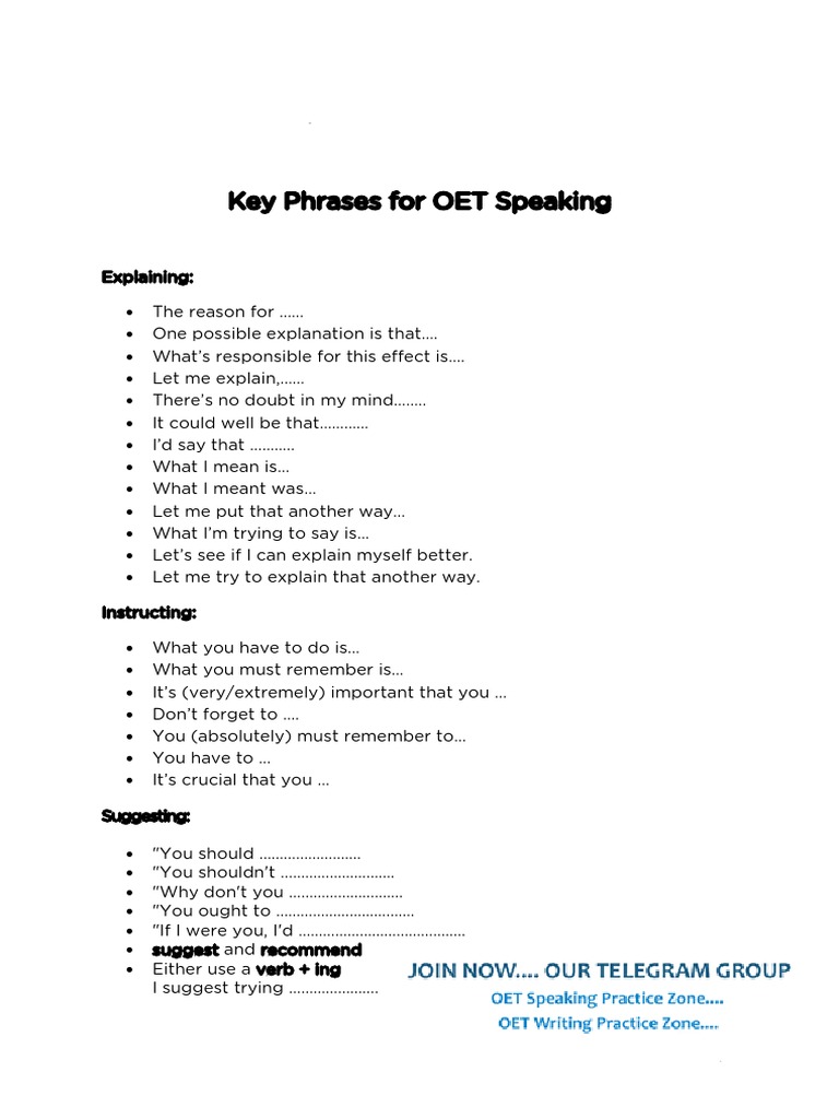 Speaking Key Phrases | PDF