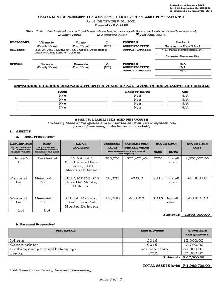 SALN-Form-from-CSCFinal | PDF