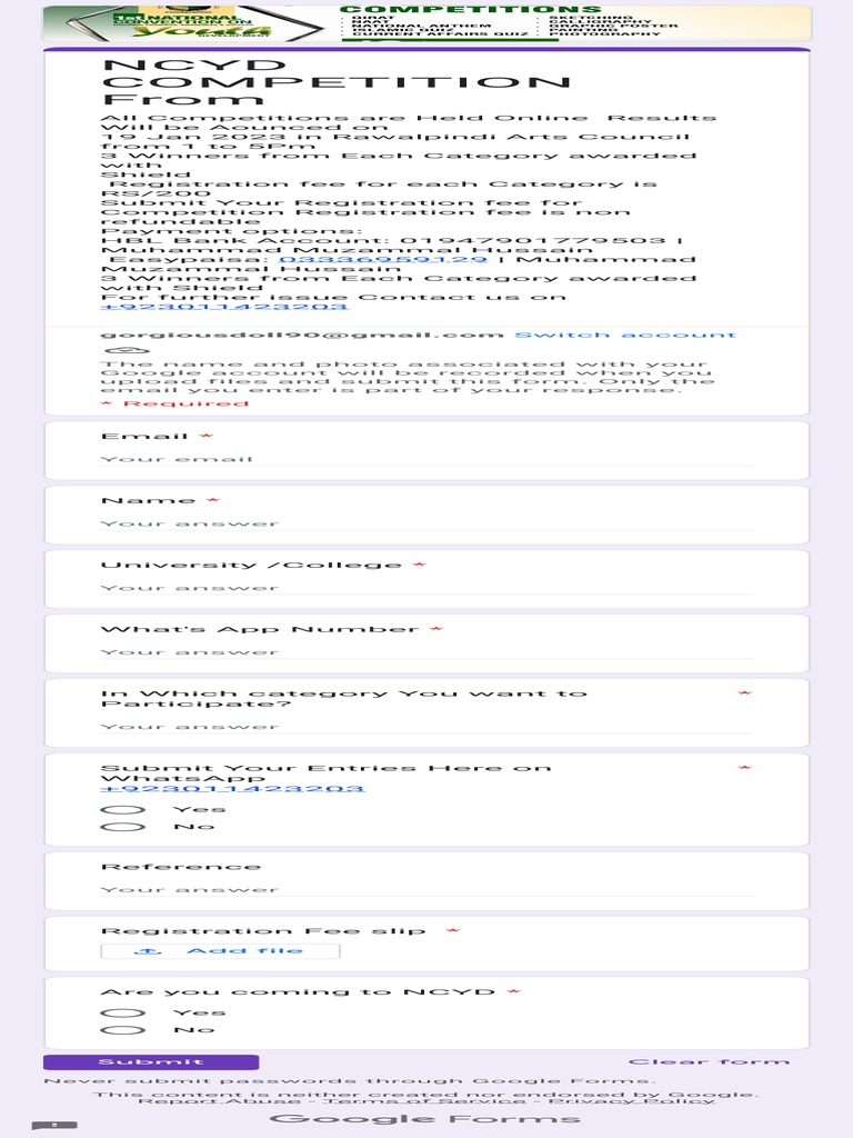Ncyd Competition From | PDF | Business | Finance & Money Management