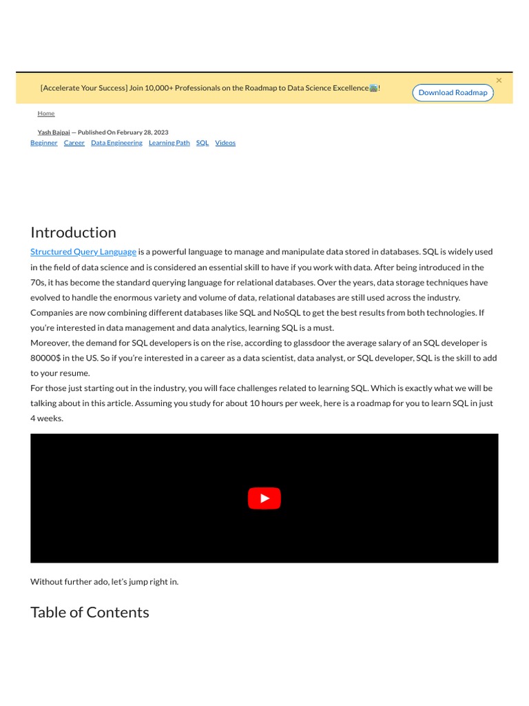 SQL Roadmap | PDF | Databases | Sql