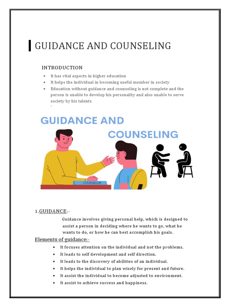 Guidance and Counselling | PDF