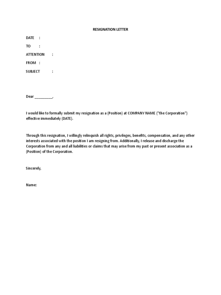 Resignation Letter Template | PDF