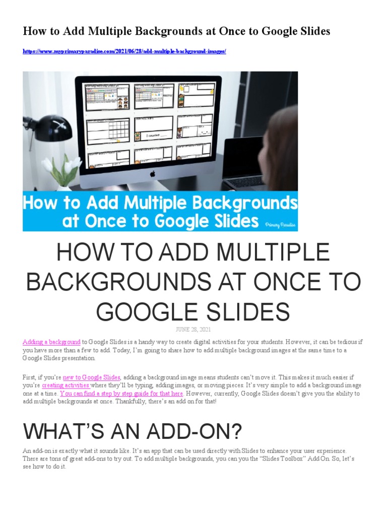 How To Add Multiple Backgrounds at Once To Google Slides | PDF | Cyberspace | Digital Technology