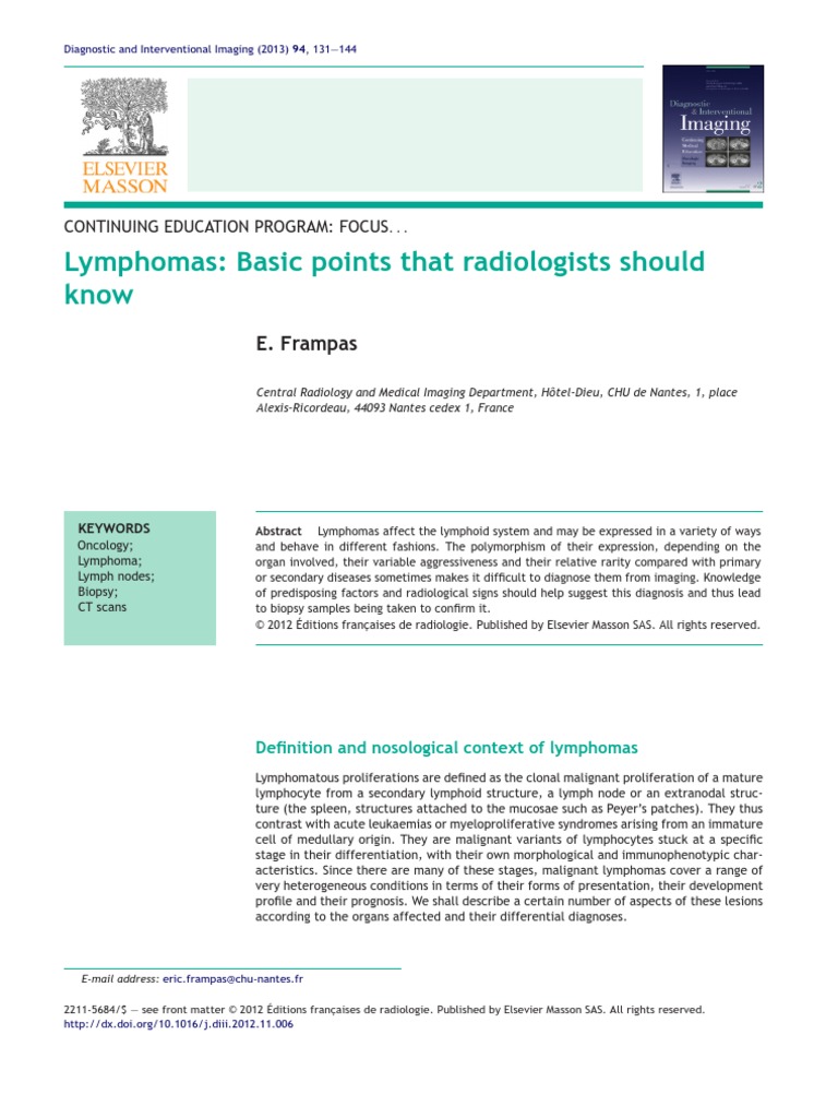 Lymphomas Basic Points That Radiologists Should Know | PDF