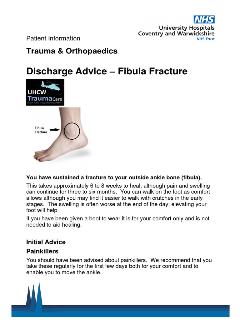 Fibula Fracture Discharge Instructions | PDF | Foot | Injury