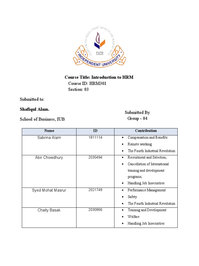 HRM 301 Final Report | PDF