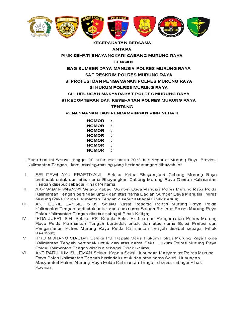 Mou Pink Sehati - Bhayangkari Cabang | PDF