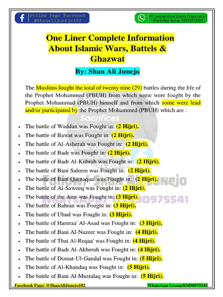 Information About Islamic Wars @shanalijunejo102 | PDF