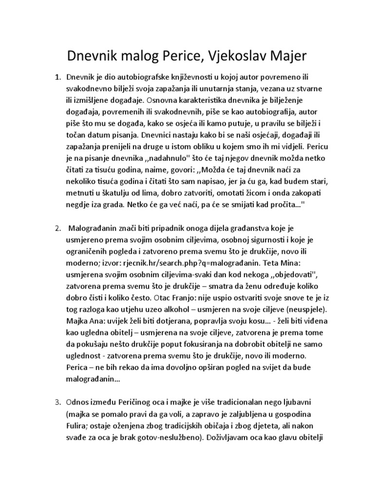 Dnevnik Malog Perice-Ivano Ilić | PDF