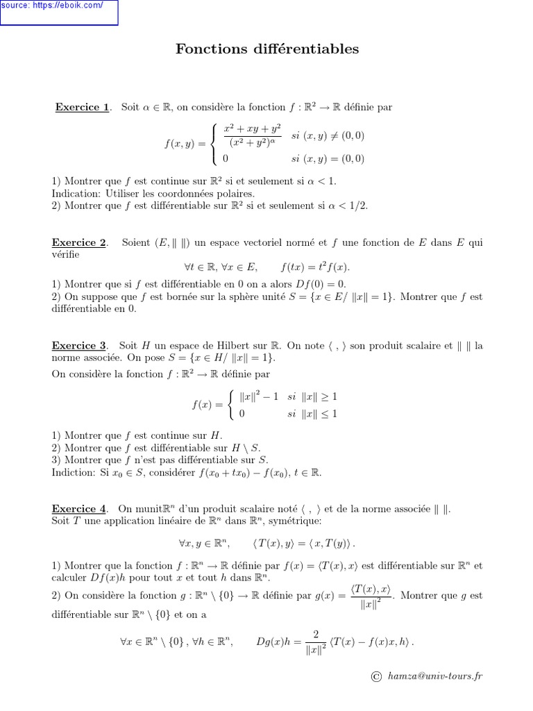 Td1bis-calcul-differentiel | PDF