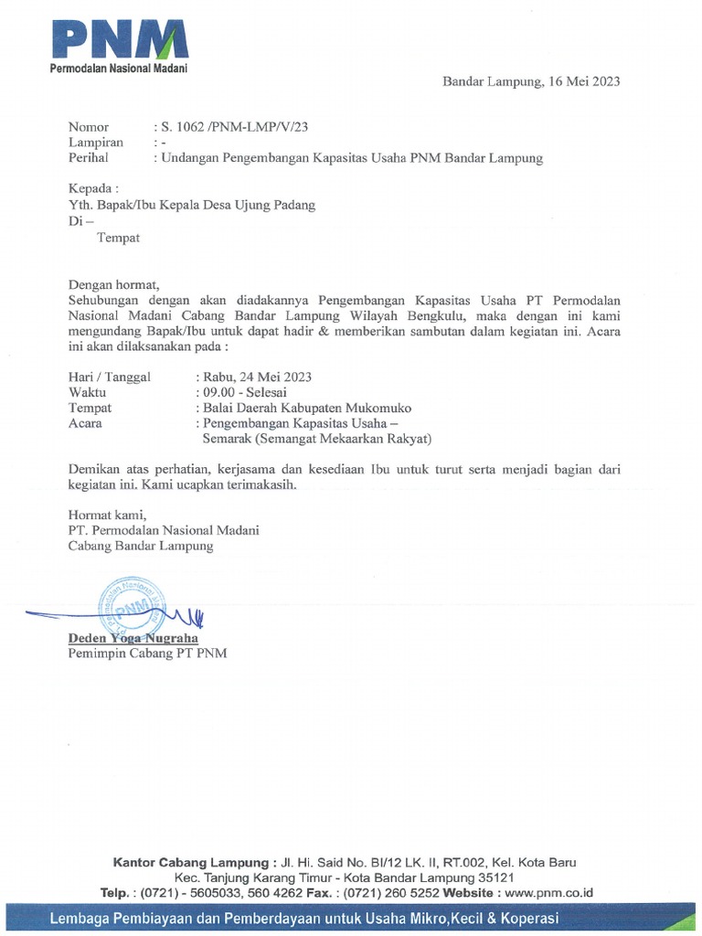 Undangan Kepala Desa Ujung Padang | PDF