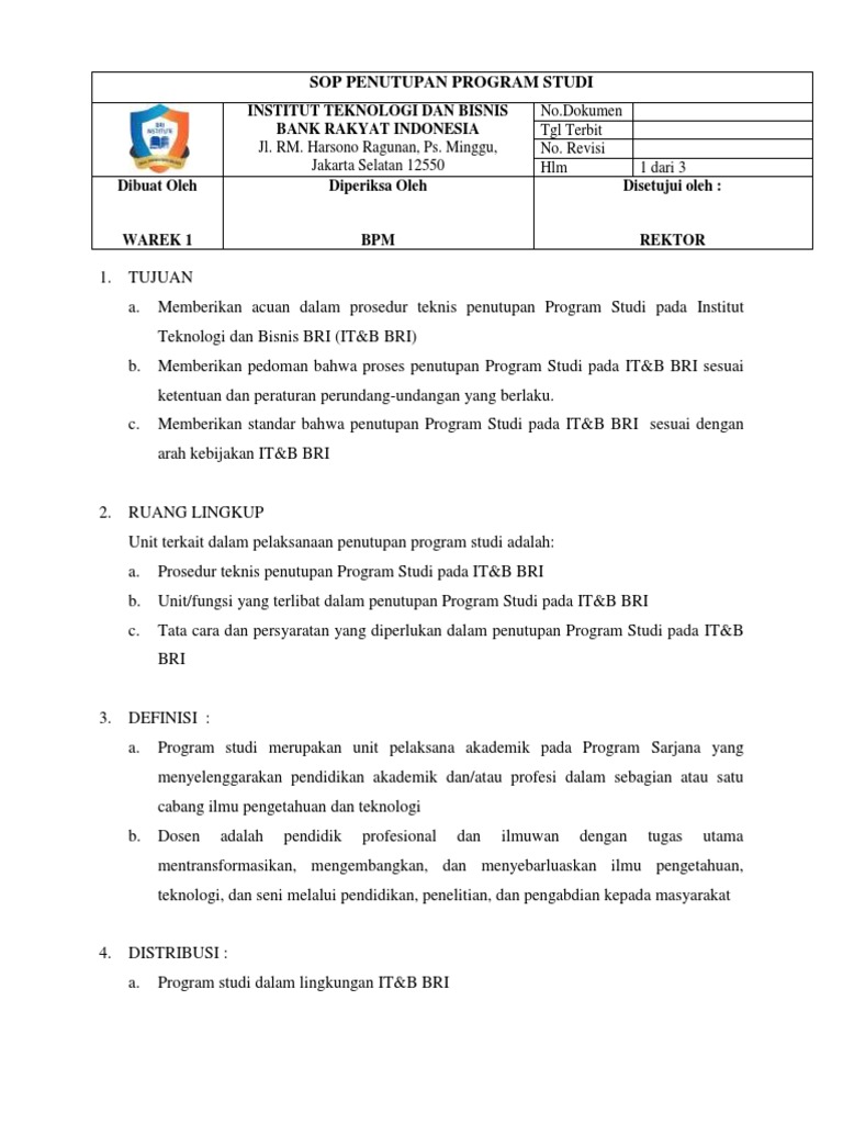 Penutupan Program Studi | PDF