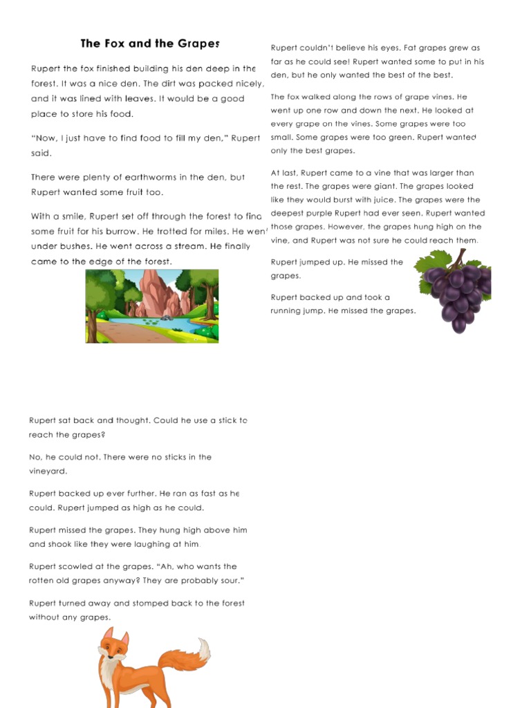 FOX AND GRAPES STORY | PDF