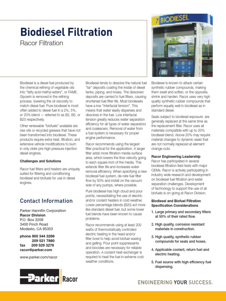 7679 Racor Biodiesel Filters | PDF | Biodiesel | Diesel Fuel