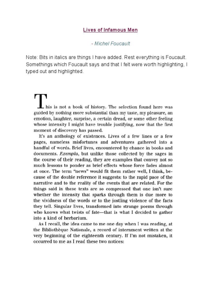 Lives of Infamous Men | PDF