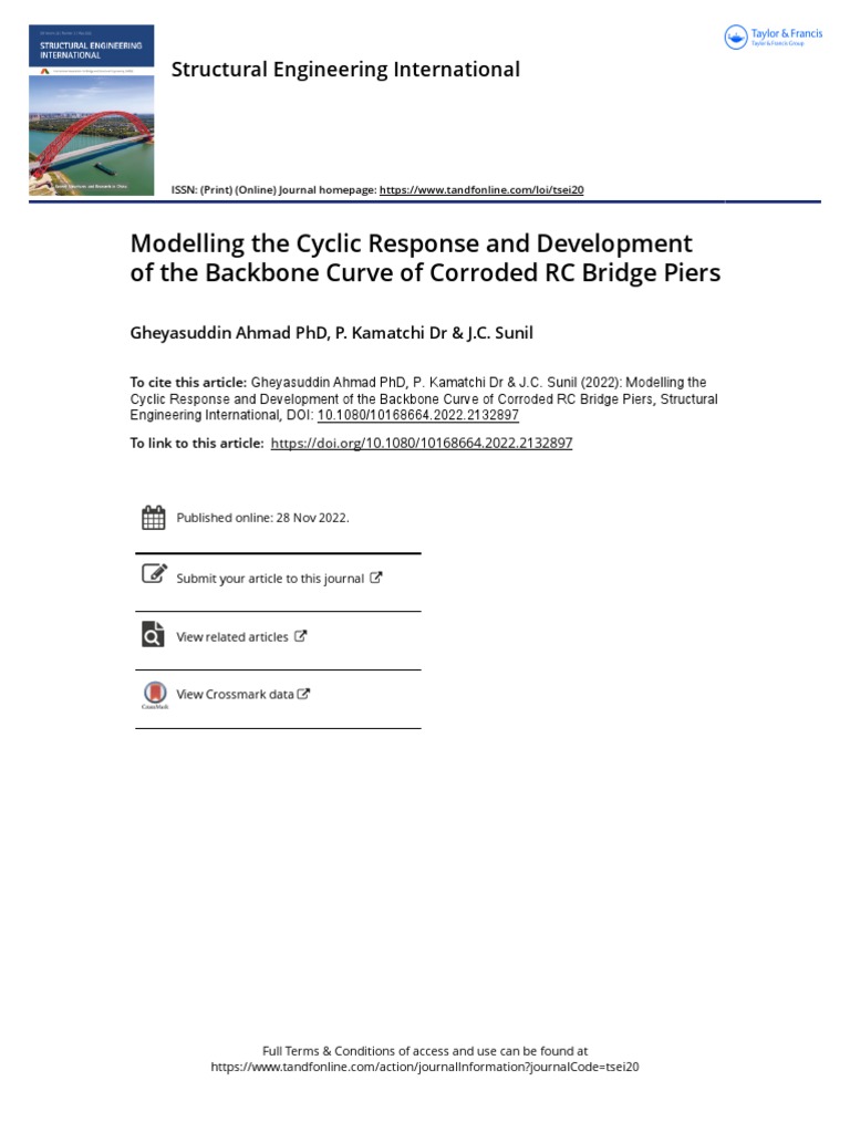 Modelling The Cyclic Response and Development of The Backbone Curve of Corroded RC Bridge Piers ...