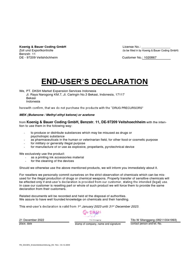 End Users Declaration (En) | PDF