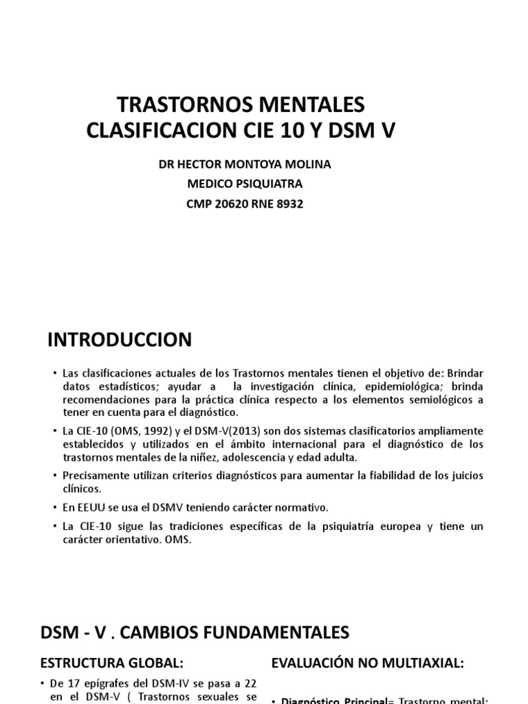 Trastornos Mentales Clasificacion Cie 10 y DSM Iv (1) Ultimo 2022 | PDF | Trastorno depresivo ...