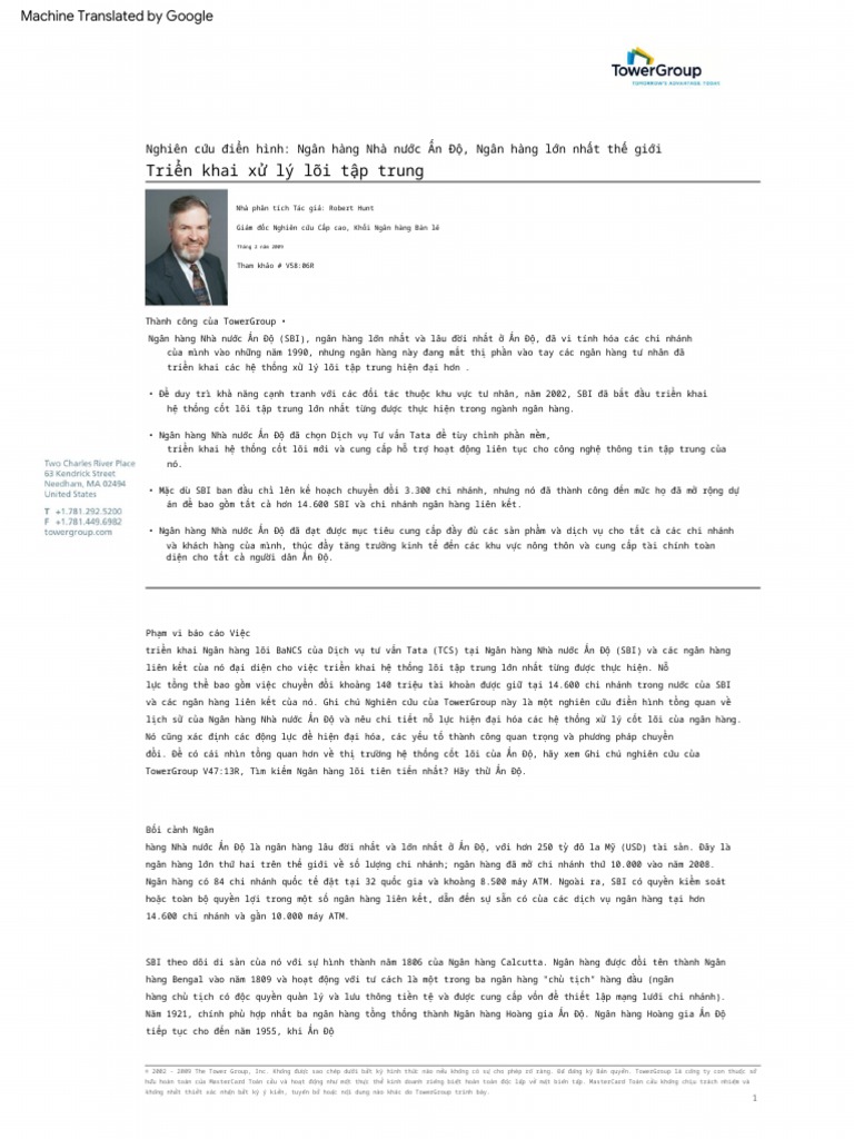 2009-Hunt - State Bank of India Worlds Largest Centralized Core Processing Implementation | PDF