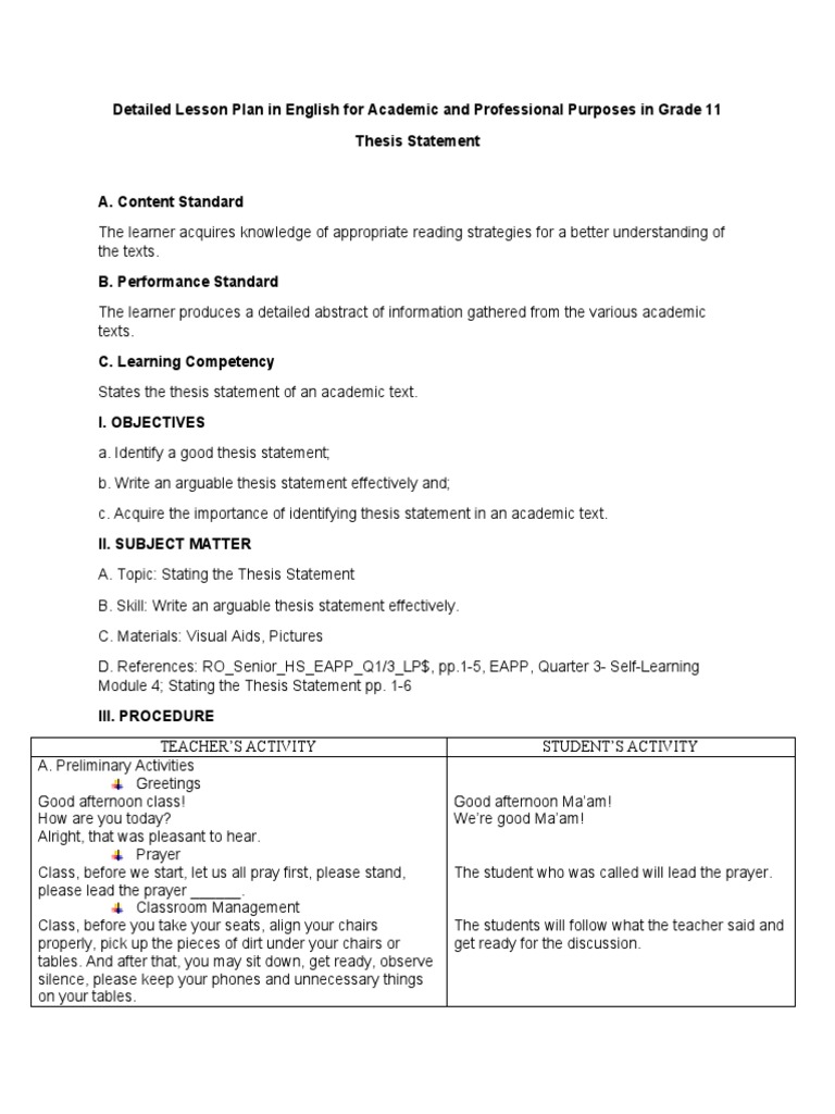 2nd Detailed Lesson Plan in English For Academic and Professional Purposes in Grade 11 | PDF ...