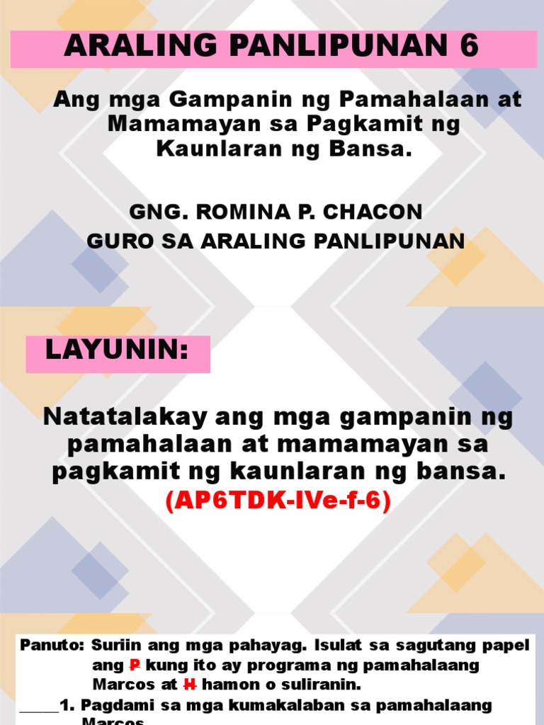 AP 6 Gampanin NG Pamahalaan at Mamayan Notes | PDF