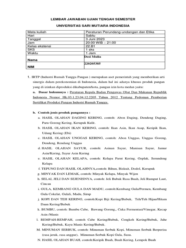 Desi Mulia - Lembar Jawaban Uts | PDF